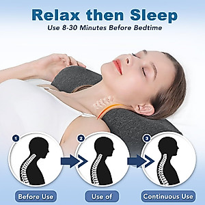 Cervical Neck Pillows for Pain Relief Sleeping, Memory Foam Contour Pillow for Stiff Neck Pain, Travel Bolster Traction Pillow, Neck Support Roll Pillow for Bed, Neck Stretcher Relaxer for Tension