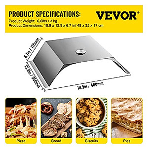 VEVOR Pizza Oven for Outside - Portable Pizza Oven Kit with Pizza Stone, Pizza Shovel, Pizza Cutter, Thermometer for Camping，Stainless Steel Camp Pizza Oven, (13 inch, Silver)