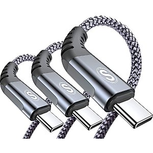 sweguard USB C Cable 3.1A Fast Charging [3Pack,10ft+6.6ft+3.3ft], USB-A to USB-C Charger Nylon Braided Cord for Samsung Galaxy S21 S20 S10 S9 S8 Plus/FE Note 20 10 9 8 7, A71 A51 A32,LG,Moto,PS5-Grey