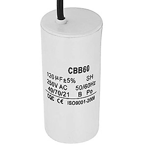 Vikye CBB60 Run Capacitor 250V AC 120uF 50/60Hz with Wire Run Round Capacitor for Motor Air Compressor, Air Conditioners, Compressors and Motors