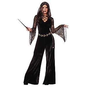 Spirit Halloween Adult Spellbinding Witch Jumpsuit Costume - XL | Witch Outfit | Black Velour Jumpsuit with Sheer Bell Sleeves