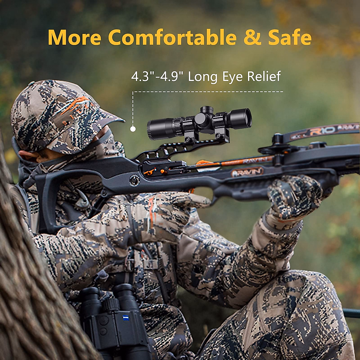 CVLIFE 1.5-5x32 Crossbow Scope, 20-100 Yards Ballistic Reticle, 300-450 FPS Red Green Illuminated Optic Crossbow Scope for Hunting