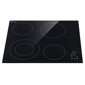 Empava Electric Stove ETL Certified, Radiant Cooktop 4 Burners including Dual Zone Element, 1-99 Min Timer, Kid Safety Lock, 9 Heating Levels, Black Glass Surface, All Kinds of Cookware,24 Inch, 24in