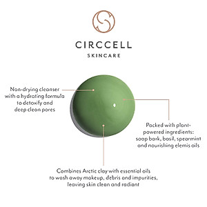 CIRCCELL Geothermal Clay Cleanser – Hydrating Facial Cleanser - Arctic Clay and Essential Oils Deep Clean & Detox Skin – Hydrating Clay Face Wash or Mask for All Skin Types