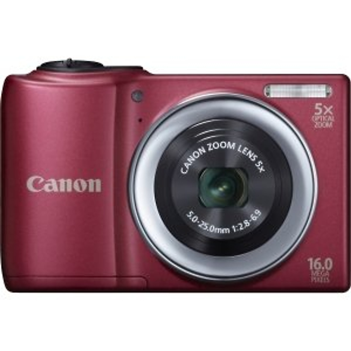 Canon PowerShot A810 16.0 MP Digital Camera with 5X Digital Image Stabilized Zoom 28mm Wide-Angle Lens with 720p HD Video Recording (Red)
