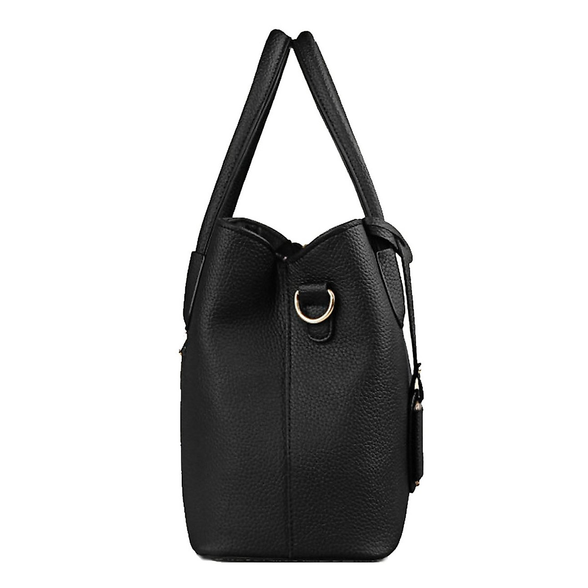B&E LIFE Stylish Women Pu Leather Vertical Utility Top Handle Handbag Satchel Tote Purse Bag (Black)