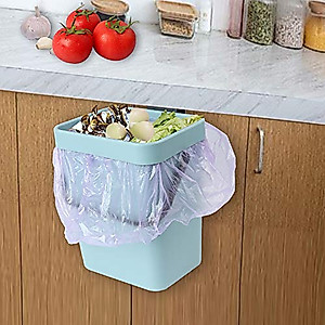 VIGIND Hanging Small Trash Can with Lid Under Sink for Kitchen, 5 L/ 1.3 Gallons Plastic Waste Basket,Food Waste Bin,Kitchen Compost Bin for Counter Top,Bathroom/Office (Blue)