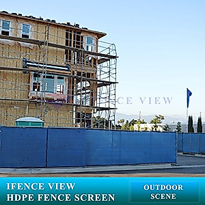 Ifenceview 4'x8' Blue Shade Cloth/Fence Privacy Screen Fabric Mesh Net for Construction Site, Yard, Driveway, Garden, Railing, Canopy, Awning 160 GSM UV Protection