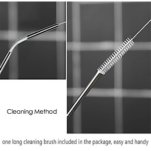 6 Reusable Straws - Stainless Steel Drinking - Set of 6 + 2 Cleaners - Eco Friendly, SAFE, NON-TOXIC non-plastic