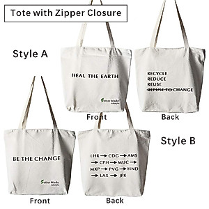 Organic Cotton Grocery Bag Value Bundle: Durable Washable Canvas Totes, Mesh Bags w/tare weight labels- 6pcs
