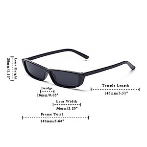 GOBIGER Rectangle Small Frame Sunglasses Fashion Designer Square Shades for women (Black Frame, Black)