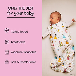 Milk Snob Disney Princess Baby Sleeping Sack for 6-18 Months, Sleeveless Sleep Bag Wearable Zip Up Blanket for Girl, Infant Shower and Registry Gifts