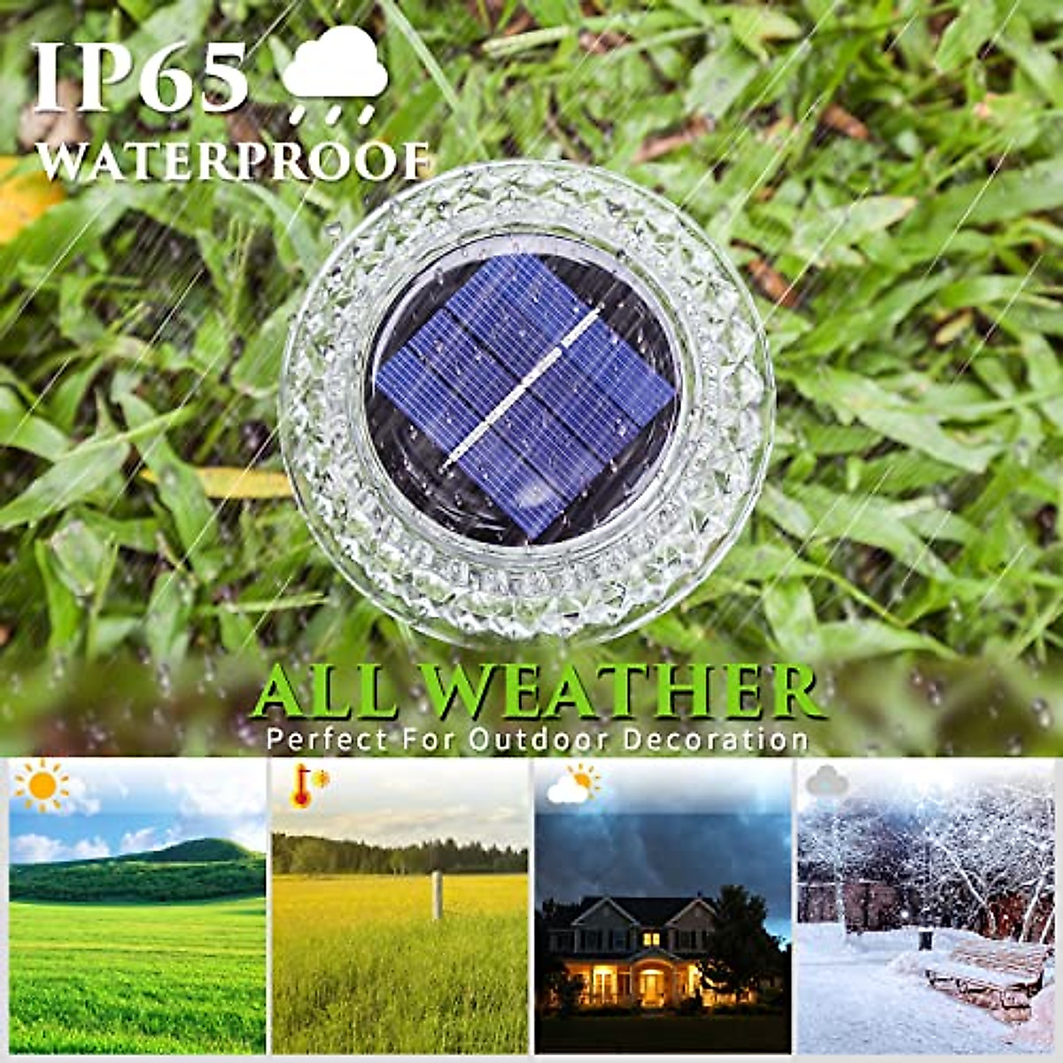 Biicais BIICAIS Solar Outdoor Lights Pathway, 4 Pack Solar Walkway Lights, 12LM High Lumen Glass Solar Lights for Yard Waterproof