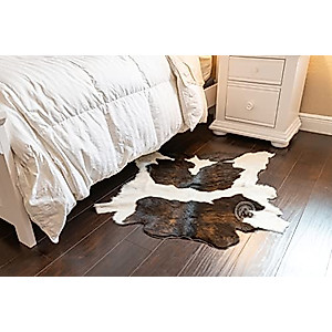 Genuine Calfskin Tricolor Exotic Calf Hide Cow Skin Cowhide Rug Leather Area Rug 3 x 3 ft.
