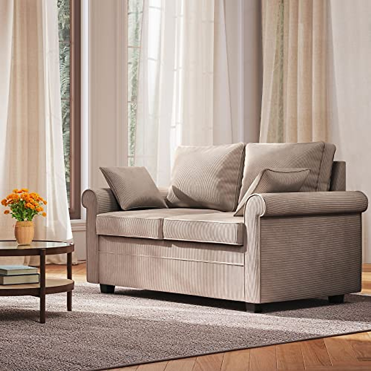 Koorlian Pull Out Couch Bed Sleeper Sofa Sofabed, 2. Brown