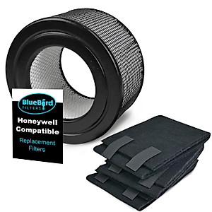 BlueBird Filters Replacement HEPA Filter & Carbon Pre Filter Kit For Honeywell 10500 (EV-10) 17000 17000-S 17005 OEM Part Number 20500 (1 HEPA + 3 Carbon Pre-Filter)
