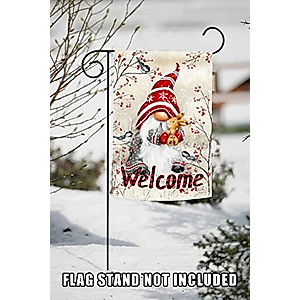 Toland Home Garden 1112629 Welcome Gnome Winter Flag, 12x18 Inch, Double Sided for Outdoor House Yard Decoration