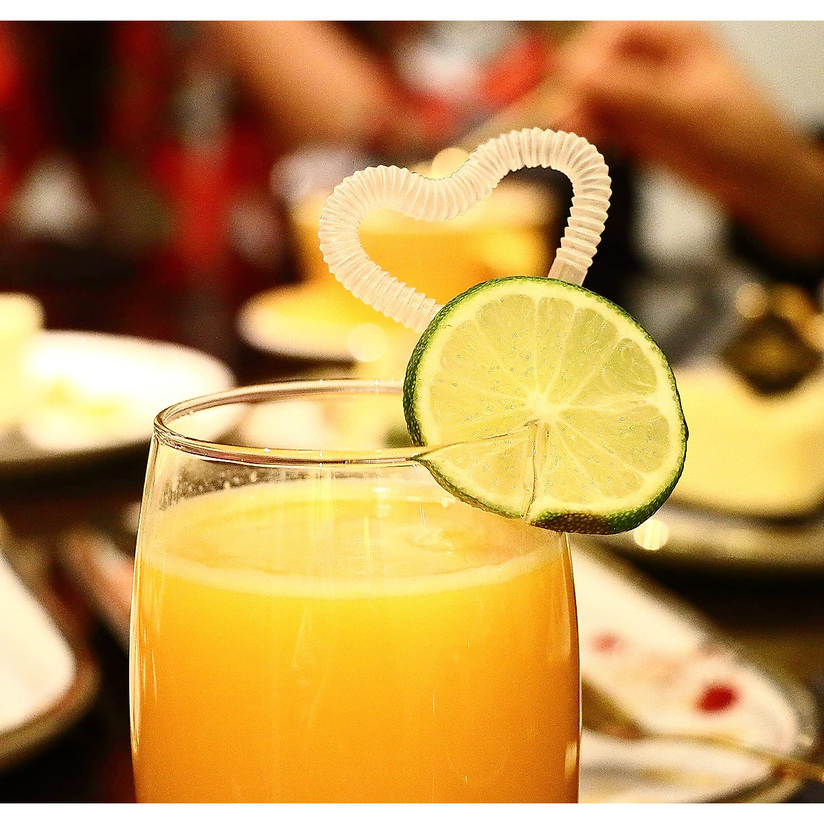 ALINK 200 PCS Flexible Clear Plastic Extendable Drinking Straws, Extra Long Disposable Bendy Party Fancy Straws