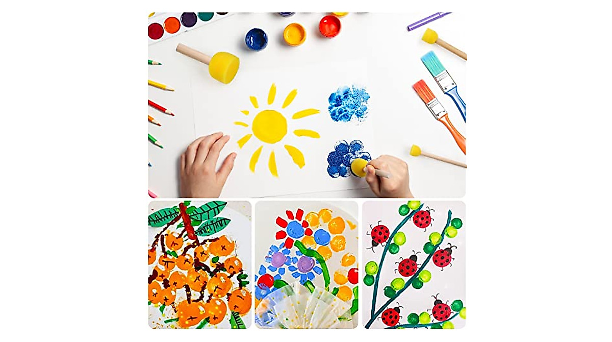 30 Pcs Round Sponge Brush Set for Acrylic Painting & Crafts