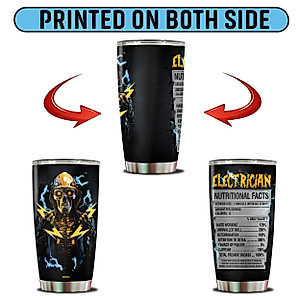 WONWIX Tumbler Gifts for Electrician Men Women 20oz Stainless Steel Insulated Travel Mug Coffee Cup Thermos Electricians Gift for Dad Mom Husband Wife Christmas Birthday Valentine Mothers Fathers Day