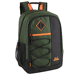 Summit Ridge Dual Compartment 18 Backpack with Bungee Cord Front for Men, College, Travel, Camping (Green)