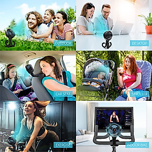 DoublePlus Fan Compatible With Peloton Bike & Bike Plus, Most Exercise bike & Treadmill, 360 degree Flexible Tripod with 3 Speed, Upgrade Battery Powered, Clip Fan, Accessories for the Bike