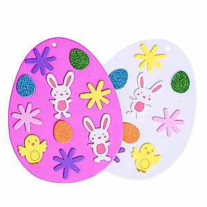 Max Fun 208PCS Easter Foam Stickers Set Easter Eggs Crafts DIY Egg Easter Craft for Kids Easter Decorations Party Favors Supplies (Easter Egg)