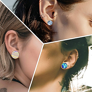 Beautidots 10PCS Stone Ear Gauges Plugs Double Flare Saddle Ear Stretching Expander 2G-5/8