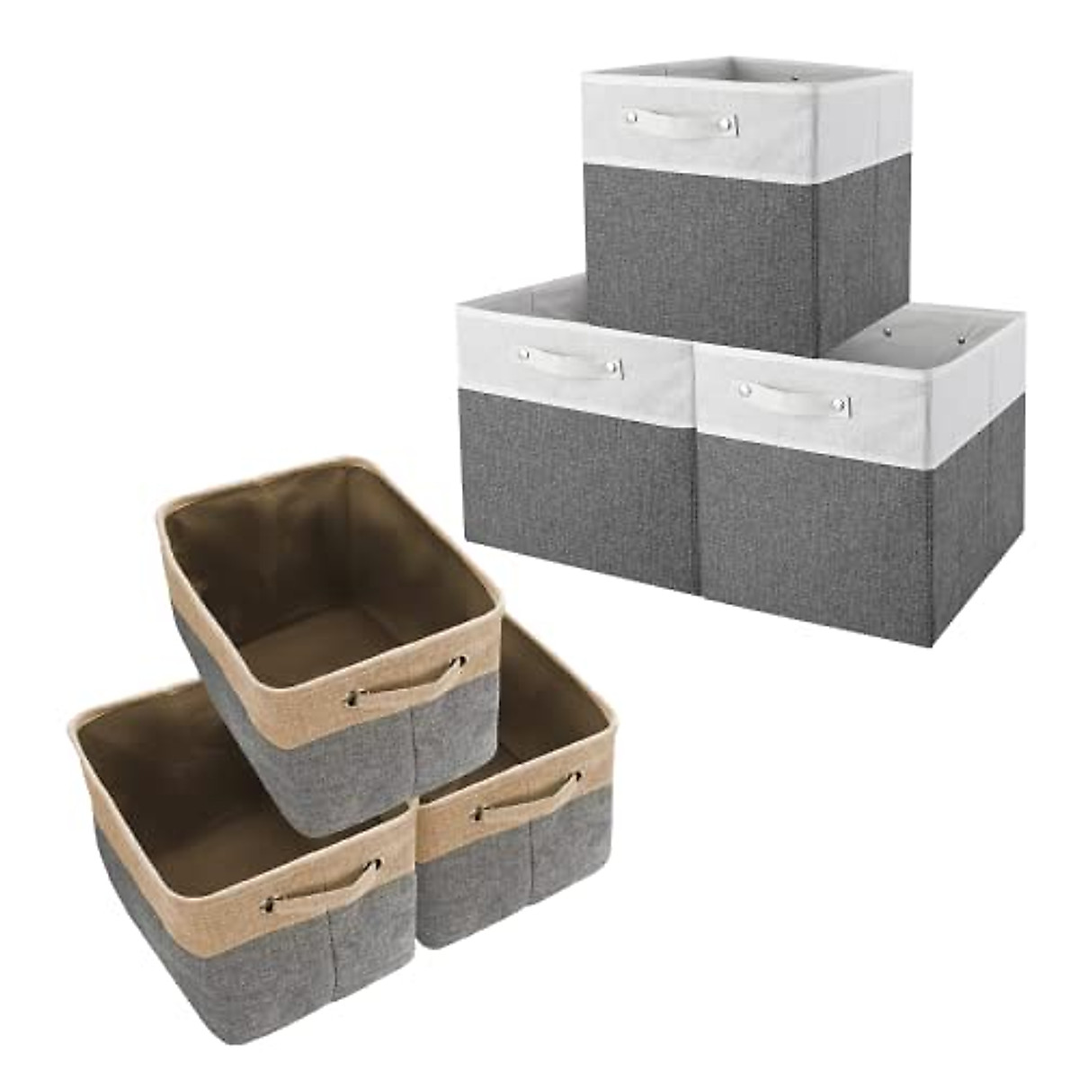 Awekris Foldable Storage Bin Basket Set [3-Pack] Cube Bins Fabric Storage Basket [3-Pack] 13x13x13 inch Collapsible Storage Box Organizer with Handles for Cubby Shelf Nursery Home Closet Large
