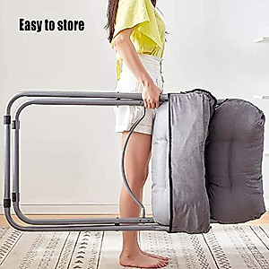 Living Room Lazy Chair with Ottoman & Armrest, Modern Comfy Folding Lounge Chair Reclining Sofa Leisure Chair Armchair with Footstool for Bedroom/Office/Hosting, Grey