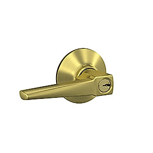 SCHLAGE F51A ELR 608 PLY Eller Lever with Plymouth Trim Keyed Entry Lock, Satin Brass