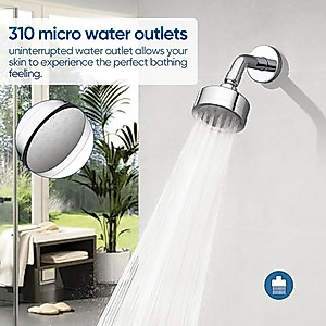 Fixed Rain Shower Head, 3.0 GPM High-Pressure Water Flow with Adjustable Angles, Full Stainless Steel Wall Mounted Luxury Washable Rainfall Showerhead, No Painting Peeling-Bright Black