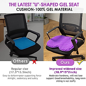 Enhanced Full Gel Seat Cushion for Sitting - Hip, Coccyx, Sciatica, Pressure Sores Tailbone Pain Relief Pad, Seat Cushion for Car, Wheelchair, Desk, Stadium - Office Cushion for Pressure Relief