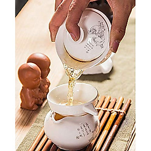 Emoyi Traditional Chinese Gaiwan Sancai Tea Cup Old Man Pattern Porcelain Best Gift