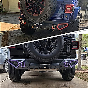 OEDRO Rear Bumper Compatible with 2018-2025 Jeep Wrangler JL & Unlimited JLU (2/4 Doors), Rock Crawler Full Width Bumper with Hitch Receiver & 2 x D-Rings