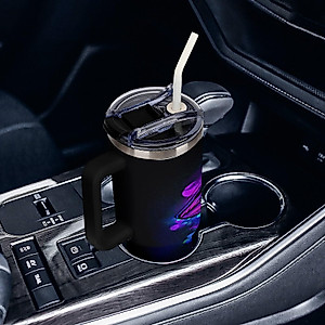 40oz Insulated Tumbler with Handle & Straw Stainless Steel Vacuum Sealed Water Bottle Leakproof Travel Mug for Car, Outdoor & Home BPA-Free Double Wall Cold Hot Beverage Thermos Sewant mushrooms