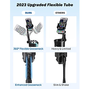 JOYTUTUS Cup Holder Phone Mount for Car, [Upgraded Long & Thick Gooseneck] Cup Phone Holder for Car, Cell Phone Holder Car Fit iPhone, All Smartphones