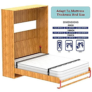 Tlongxia Queen-Horizontal Murphy Bed Hardware with Coarse Gas Bumper Spring Frame Concealed Murphy Bed Kit Mattress for Semi-Automatic Foldable Cabinet Closet Bed Room Study Murphy Bed Kit DIY