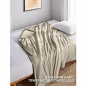 YnM Weighted Blanket and Duvet Covers — Hot and Cold Duvet Cover Set (3 Pieces) — (Teddy Bear Velvet Khaki, 60''x80'' 20lbs), Suit for One Person(~190lb) Use on Queen/King Bed