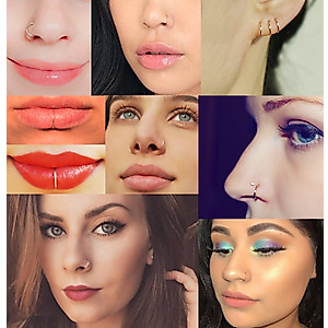 Masedy 12Pcs 20G 316L Stainless Steel Nose Rings Hoop Tragus Cartilage Septum Ring Lip Piercing 10MM