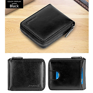 Admetus Wallet for Men Bifold Leather Zipper Wallet RFID Blocking Card Holder Black2019