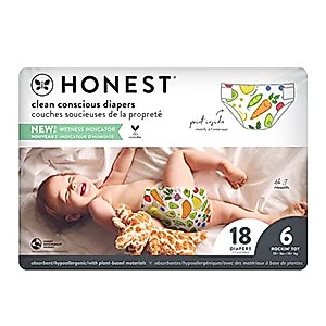 The Honest Company - Eco-Friendly and Premium Disposable Diapers - Pandas, Size 6 (35+ lbs), 18 Count