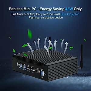 WEIDIAN Mini Fanless Industrial PC 16GB RAM 512GB SSD In-tel Core i5 Windows 11 Pro Mini Desktop Computer with HD Graphics 620 2Gigabit Ethernet 2COM 2HD 8USB Linux Business Office Micro PC VESA Mount