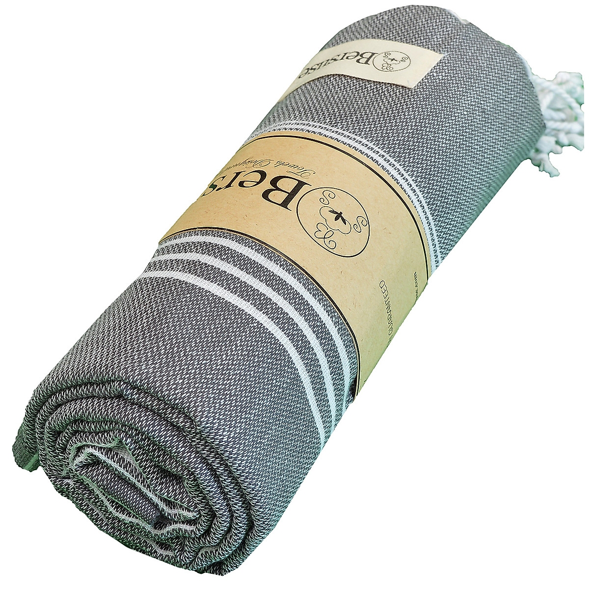 Bersuse 100% Cotton - Anatolia XL Throw Blanket Turkish Towel - 61 x 82 Inches, Anthracite