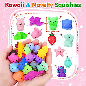 Yunaking 130PCS Squishies Mochi Squishy Toy, Kawaii Squishies Party Favors for Kids Stress Relief Fidget Toys Treasure Box Toys Classroom Prizes Kid Easter Egg Fillers Xmas Goodie Bag Stuffers, Random