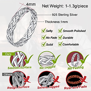 FaithHeart Women Wedding Rings 4mm Plain Silver Ireland Celtic Knot Band Ring Jewelry for Wife