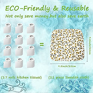 SUJUDE Reusable Paper Towels Swedish Dish Washable - 24 Pack Cotton Pulp Reusable Napkins Alternative Eco Friendly Thick and Strong Cloth Paper Towels Roll for Kitchen Paperless Dishcloths Replacement