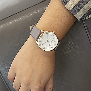 Nine West Women's NW/1994RGGY Rose Gold-Tone and Grey Strap Watch