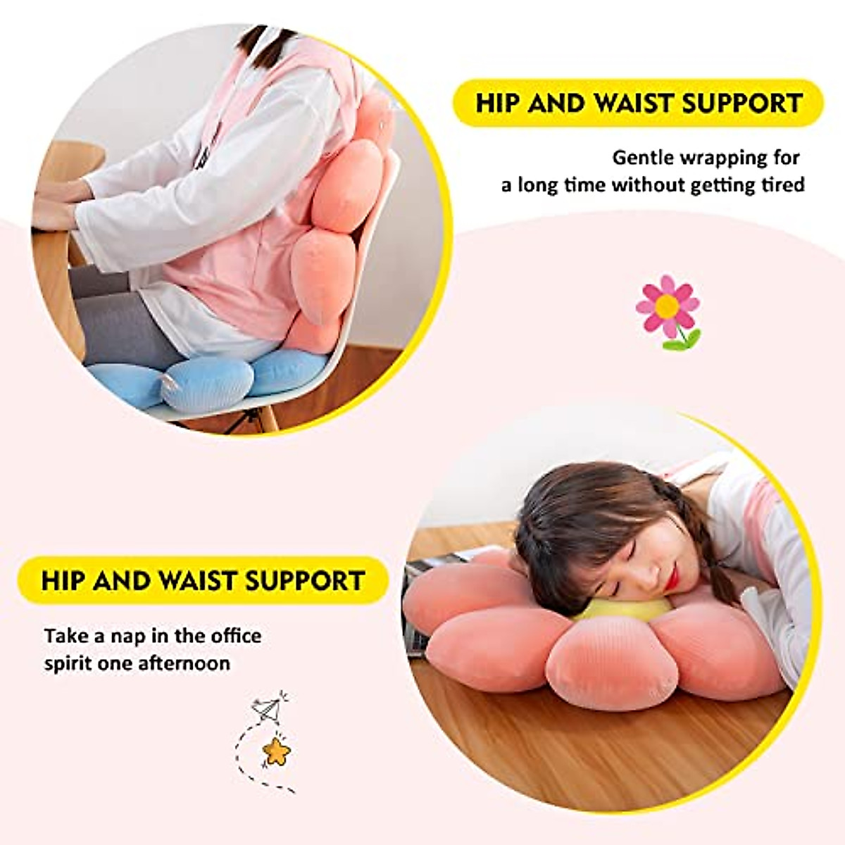 IBUYPADS Flower Pillow Flower Floor Pillow Cute Pillows Aesthetic Daisy Pillow Flower Floor Pillow Seating Cushion Flower Pillow Indie Flower Shaped Pillow (Green-S)