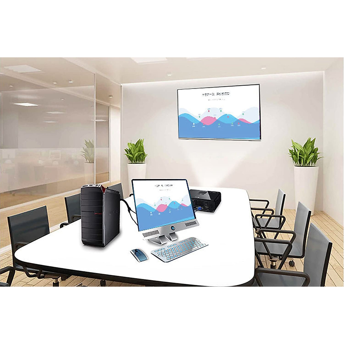 VGA SVGA HD Cable Male-to-Male Video Cable one-to-Two Split Screen Supports 1080P Full HD, Suitable for projectors, HDTVs, Monitors etc. 5.9ft ITOSAYDE